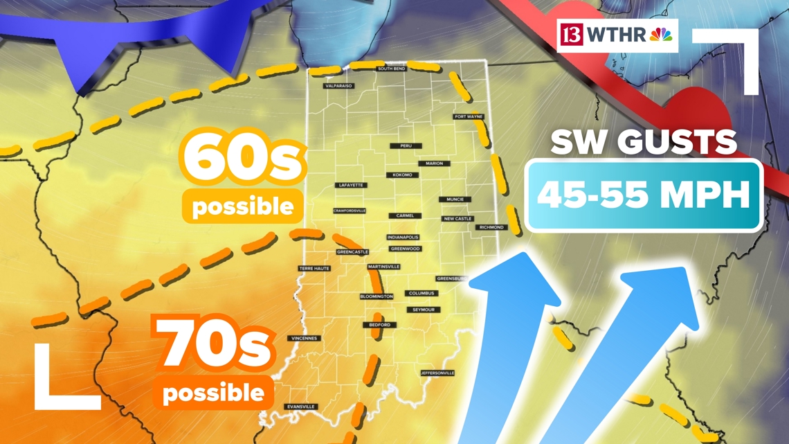 Indiana ending February warm and windy | Gusts up to 55 mph | wthr.com