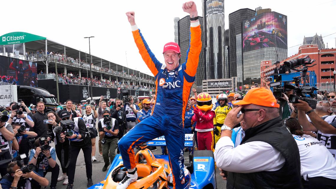 Scott Dixon wins record 4th IndyCar Detroit Grand Prix | wthr.com