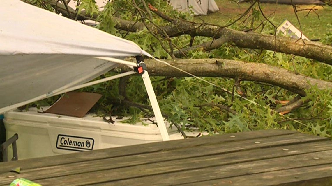 Three people sent to hospital after trees falls on campsite | wthr.com