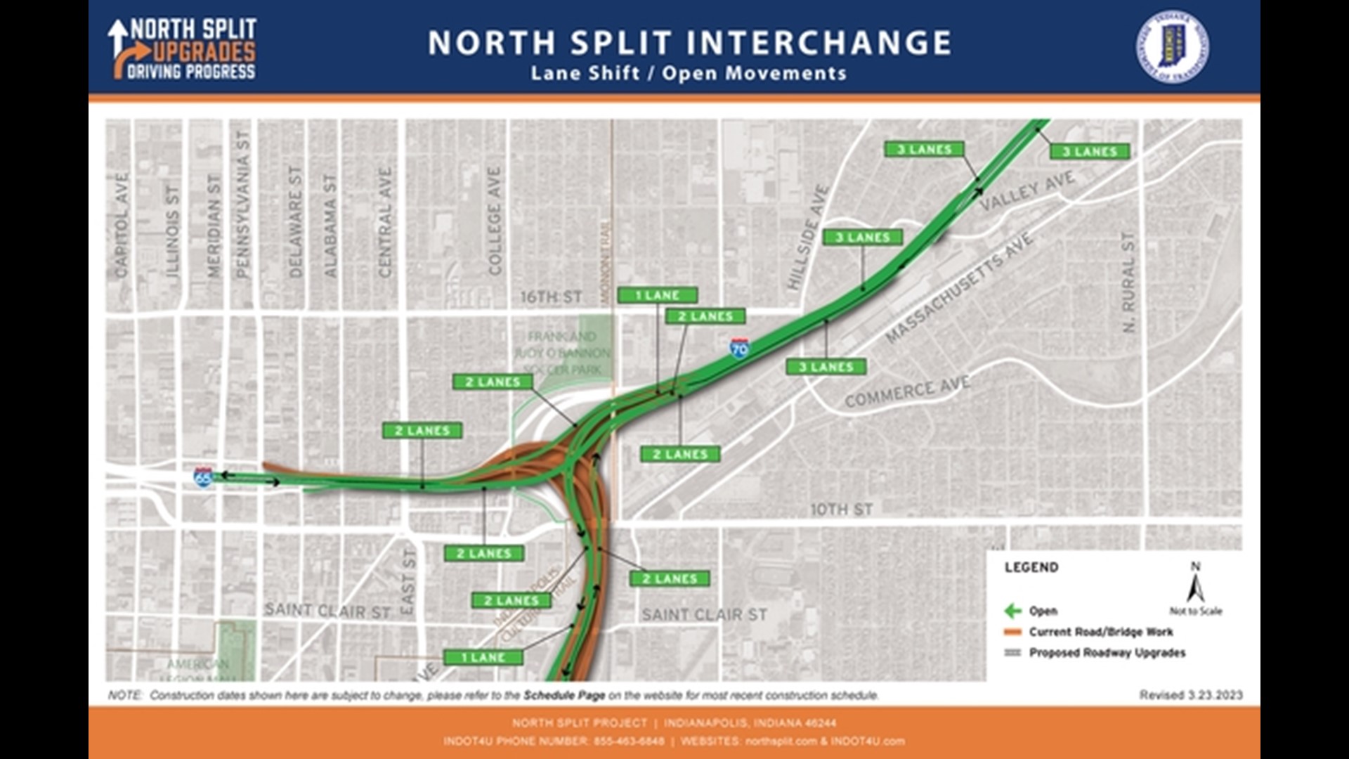 INDOT shifting North Split traffic lanes Friday morning | wthr.com