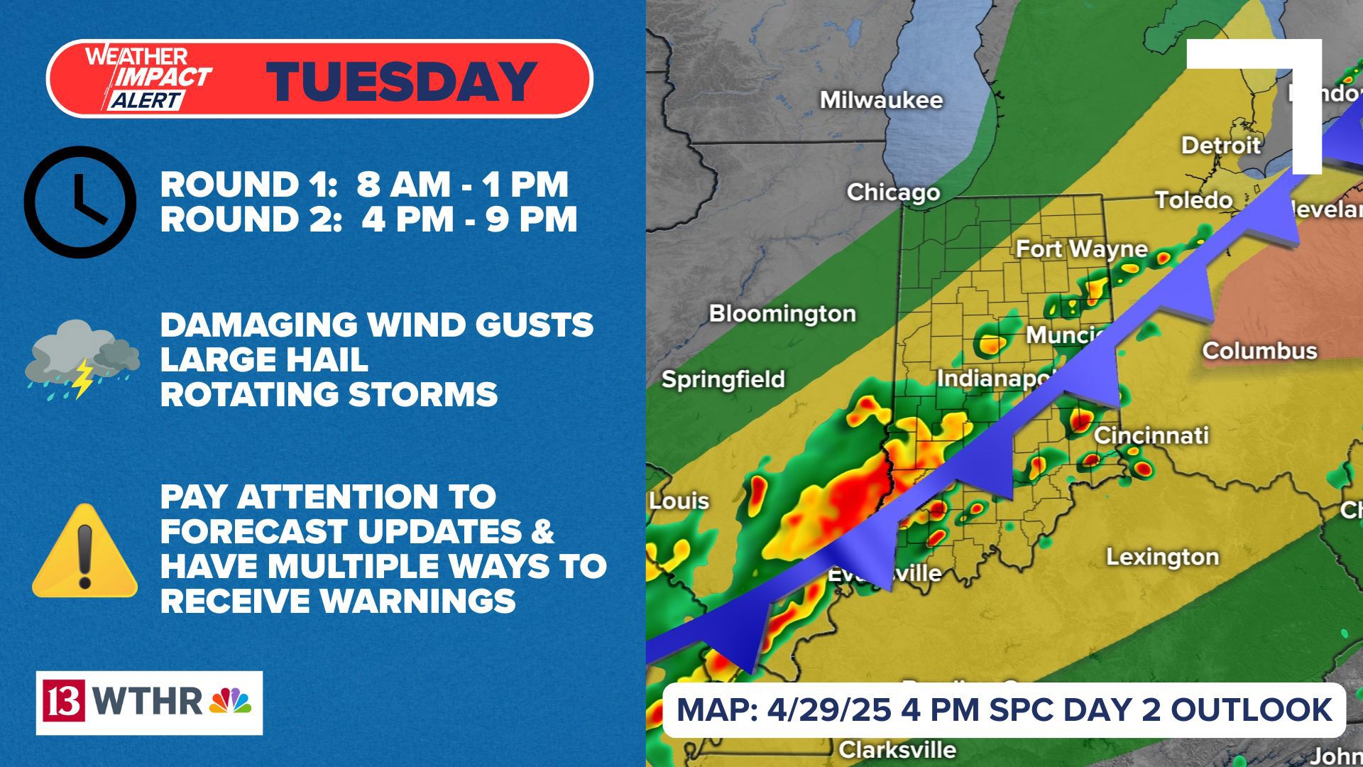 Weather Impact Alert: Most of Indiana under Level 2 threat for Tuesday ...