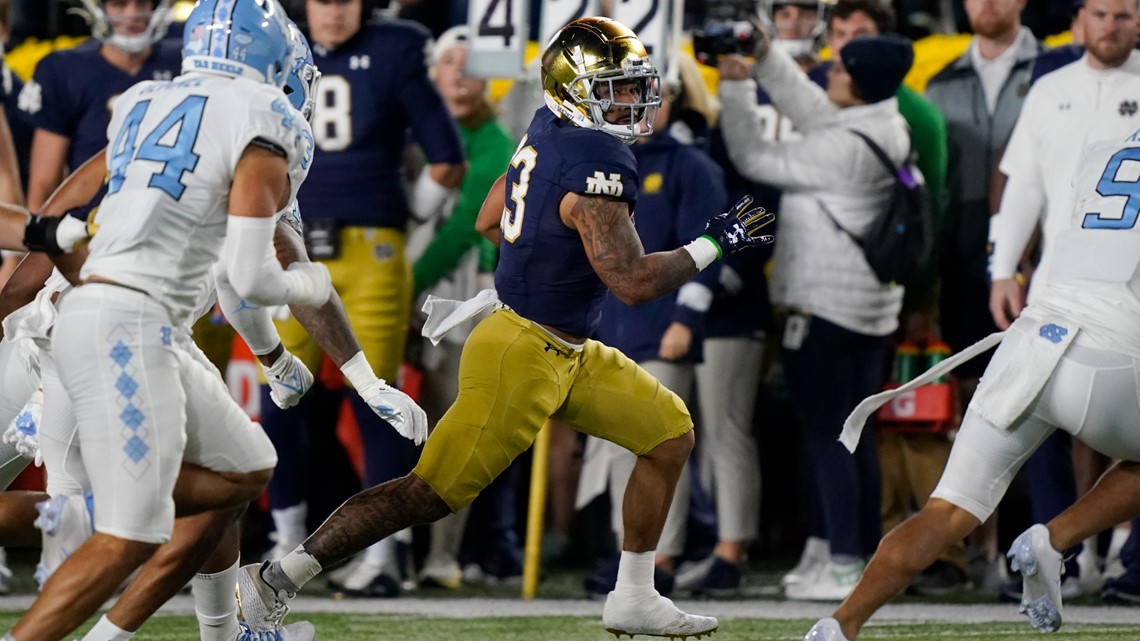 Williams' 91-yard TD run key play as No. 11 Notre Dame beats NC 44-34 ...