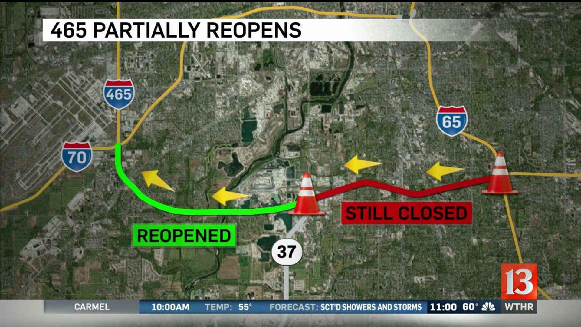 Section of I-465 reopens on south side | wthr.com