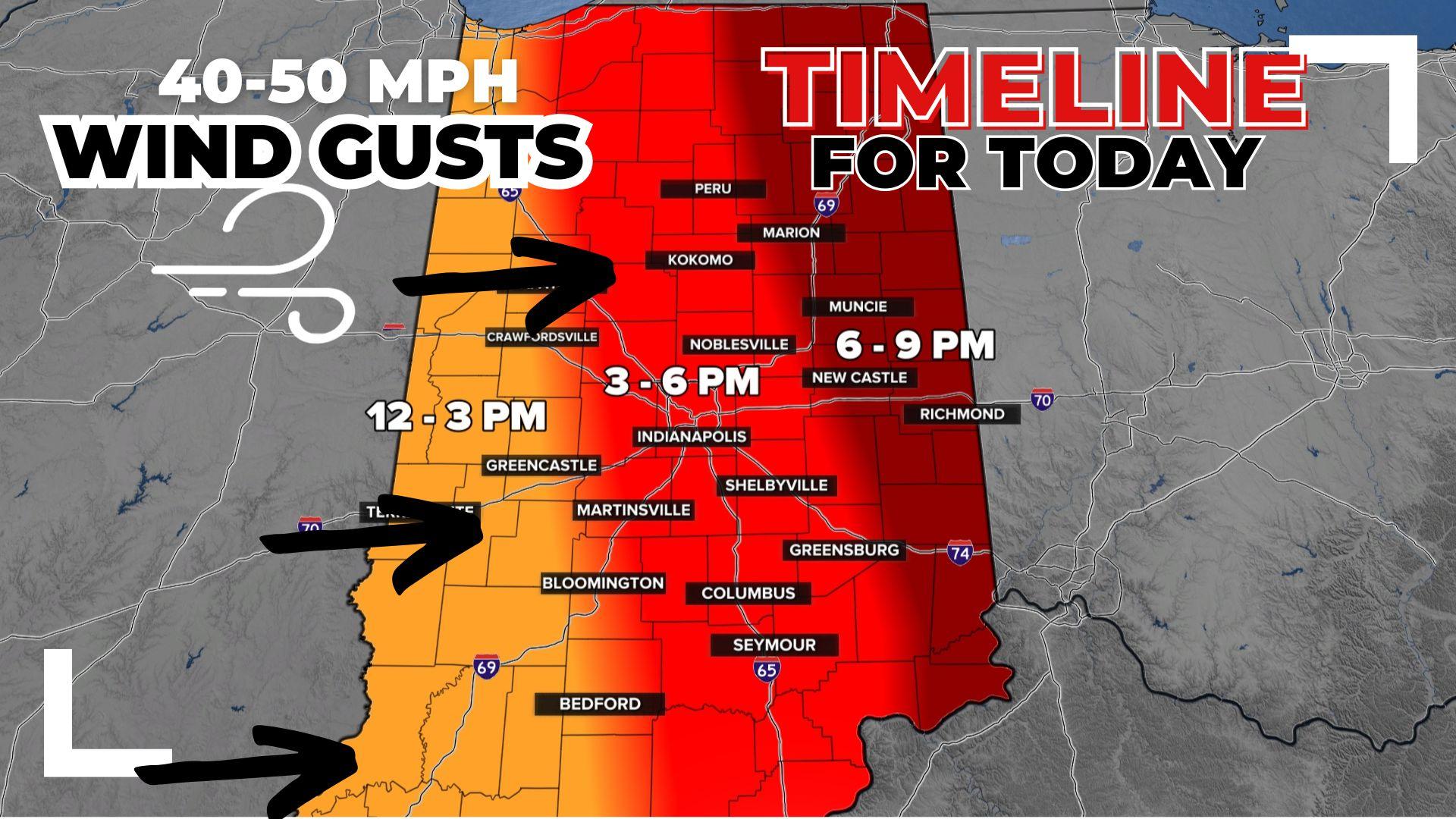 50+ mph wind gusts, heavy rain today in central Indiana | wthr.com