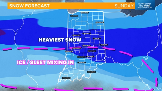 Several inches of snow and some ice on the way to Indiana for Sunday ...