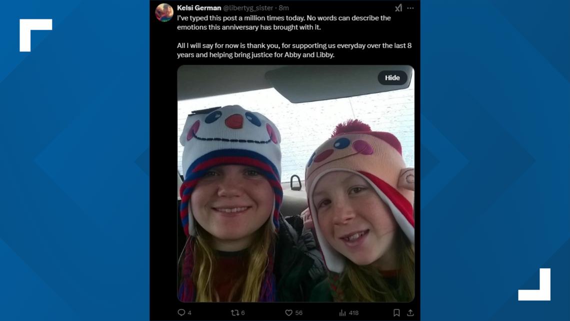 Kelsi German remembers sister 8 years after Delphi murders | wthr.com