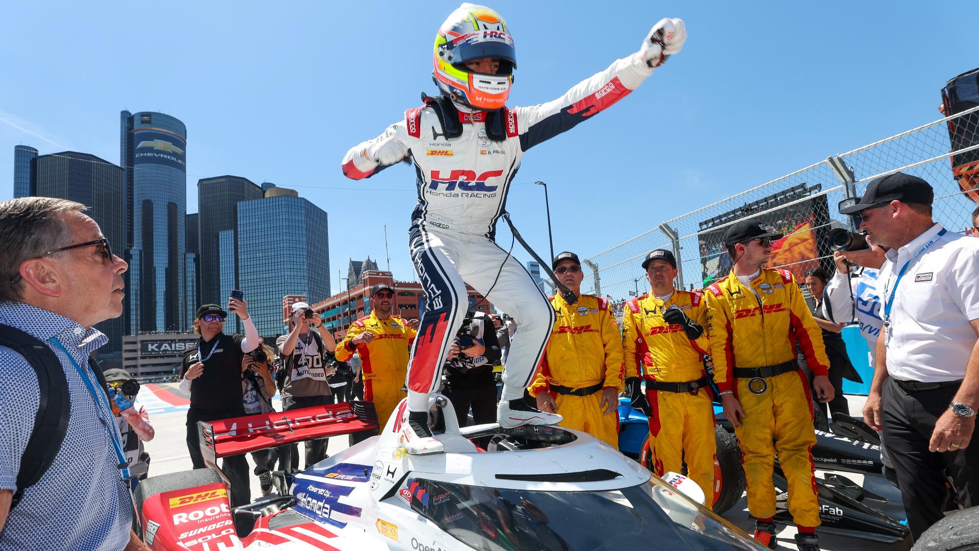 Alex Palou survives carnage to win IndyCar Detroit GP from pole | wthr.com