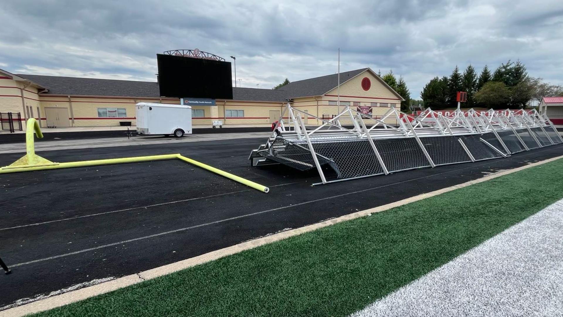 Storm damages Center Grove football stadium | wthr.com