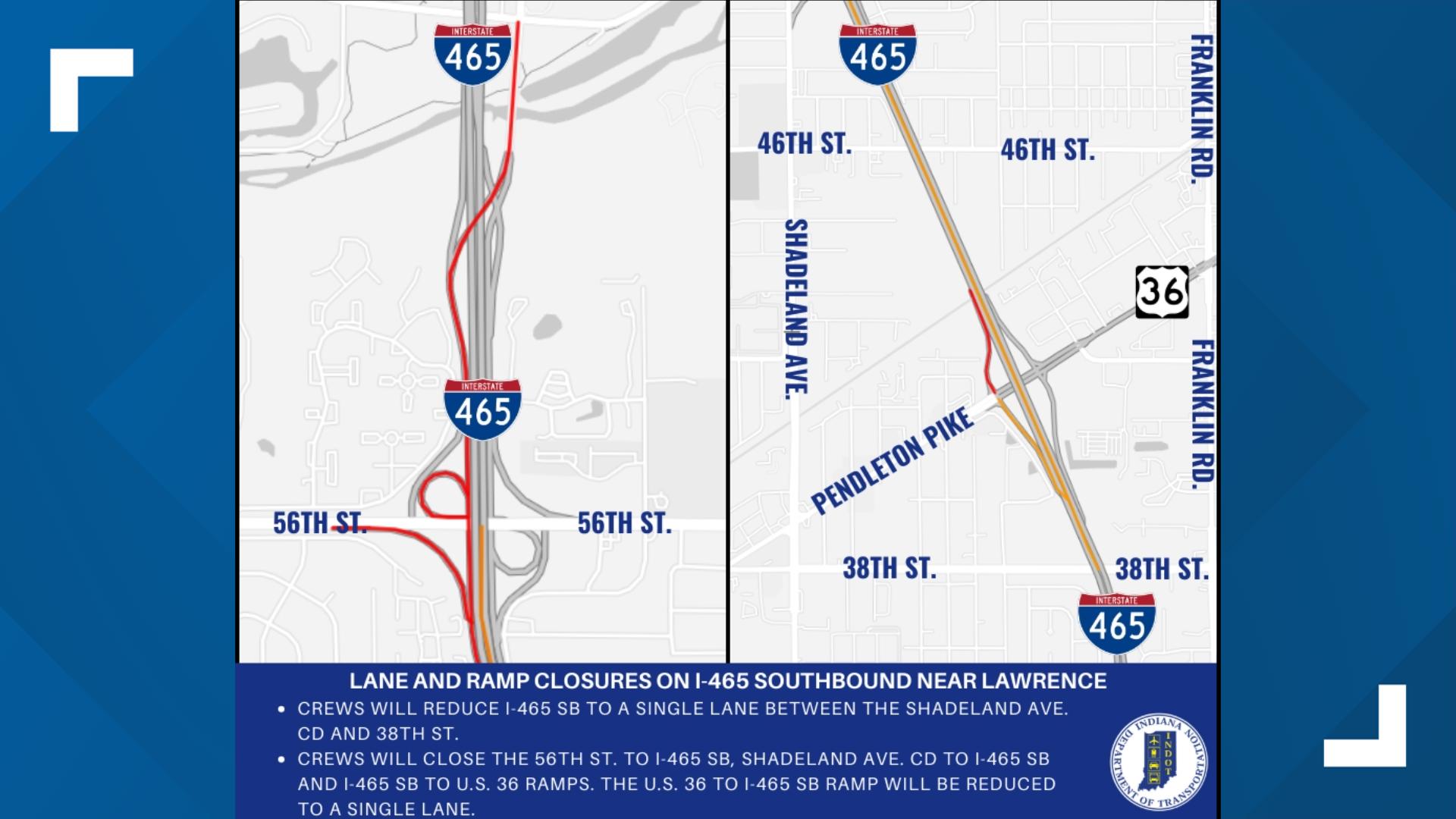 Here's why are lanes restricted on I-465 southbound near Lawrence ...