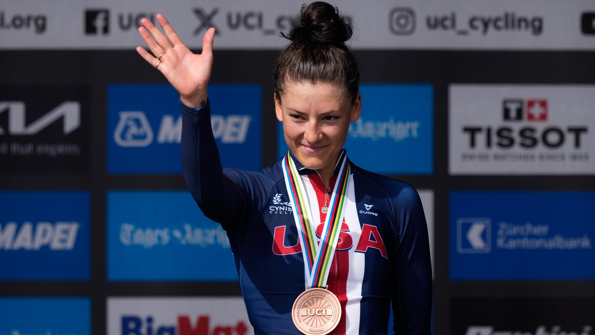 Chloe Dygert takes bronze at Cycling World Championships | wthr.com