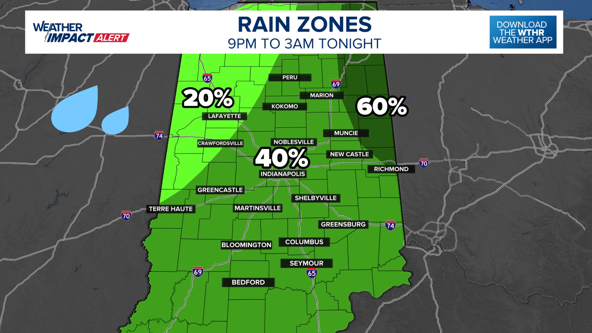 Rain zones Friday | Scattered downpour chances across Indiana | wthr.com