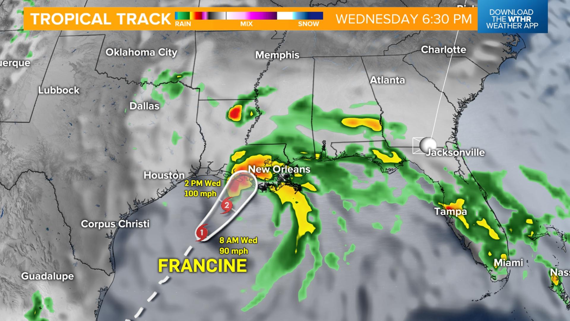 Rain from Hurricane Francine arrives Friday | wthr.com