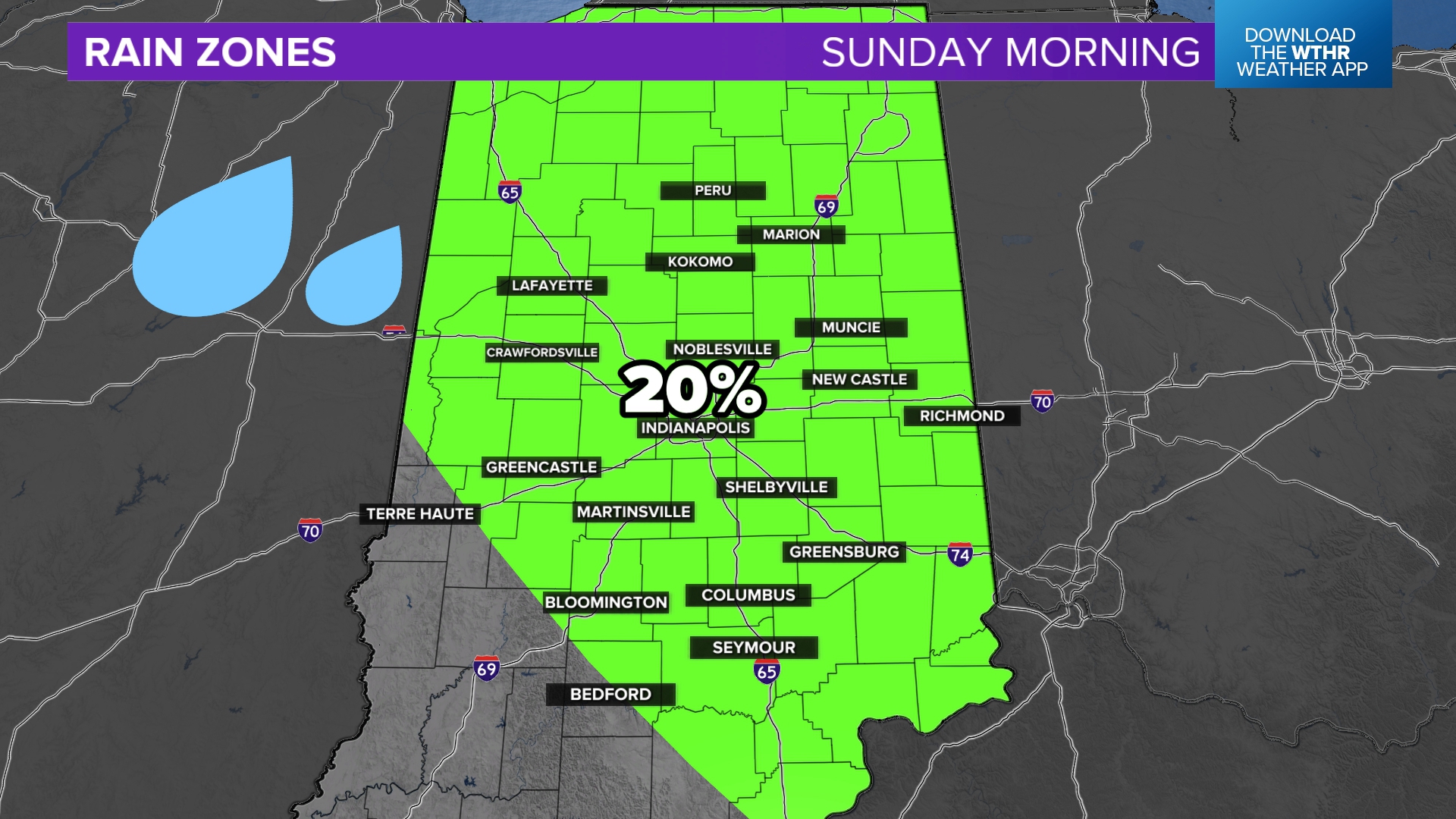 Tracking more scattered rain Sunday | Indiana rain zones | wthr.com