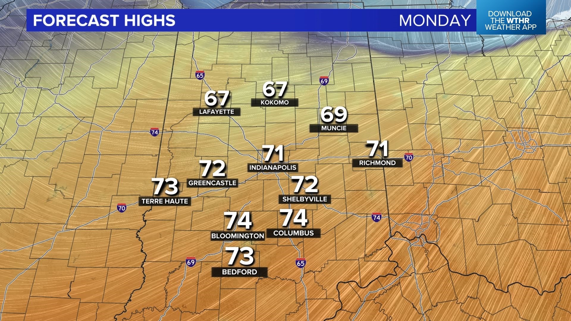 Highs in the 70s Monday before cool change | wthr.com