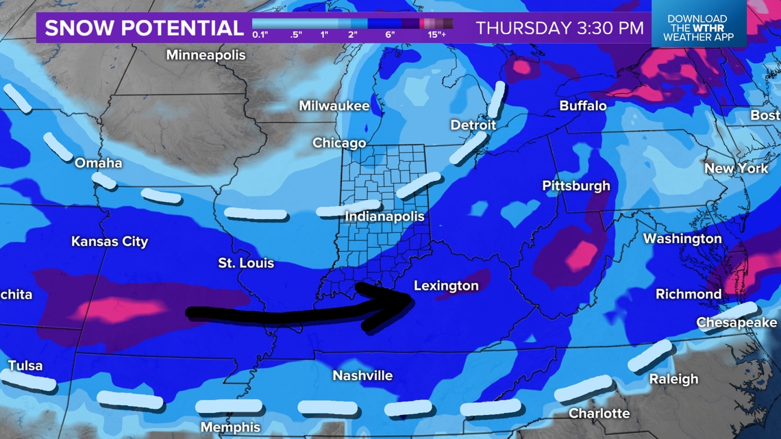 Early look at the timing and snowfall chance Tuesday night for Indiana ...
