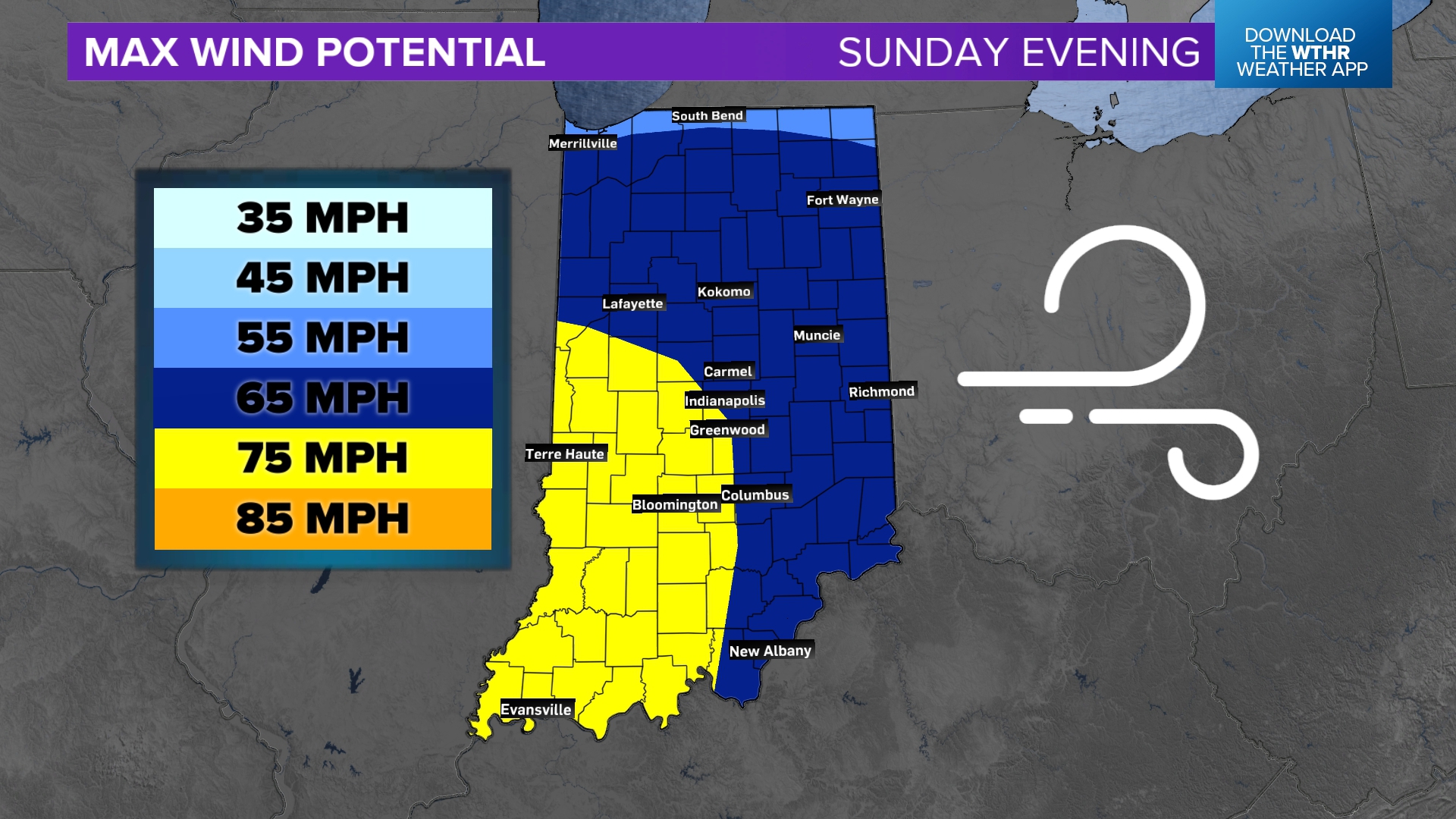Wind, Tornado, & Hail Zone Maps for Indiana Sunday Storm Threat | wthr.com