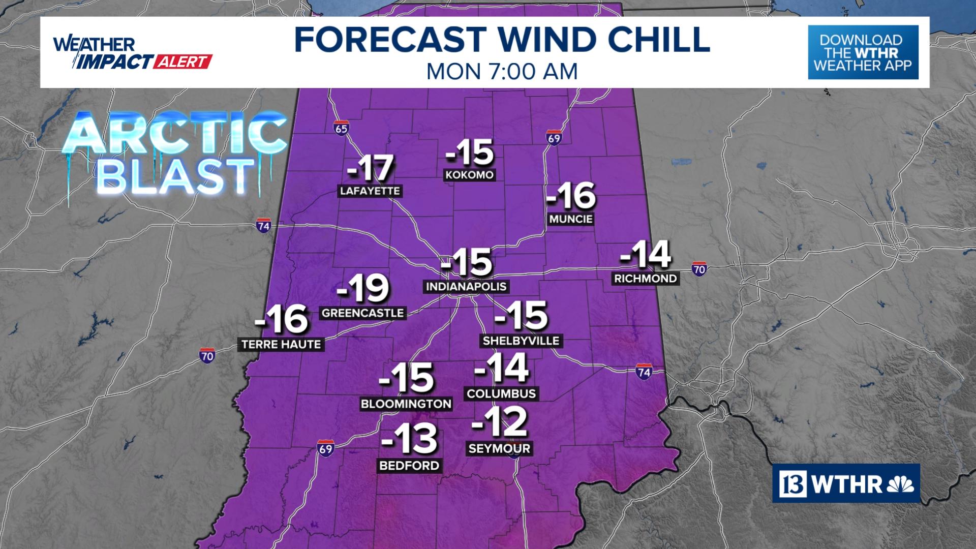 Weather Impact Alert for cold Sunday and Monday | 13Weather Blog | wthr.com