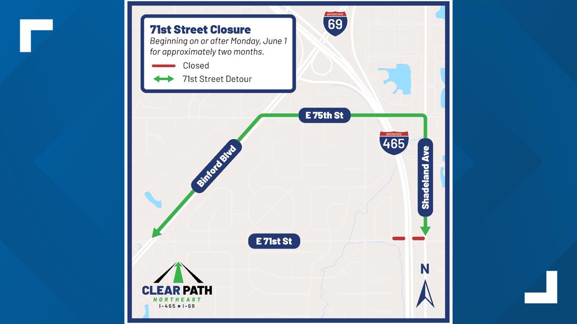 East 71st Street on Indy's northeast side to temporarily close for ...
