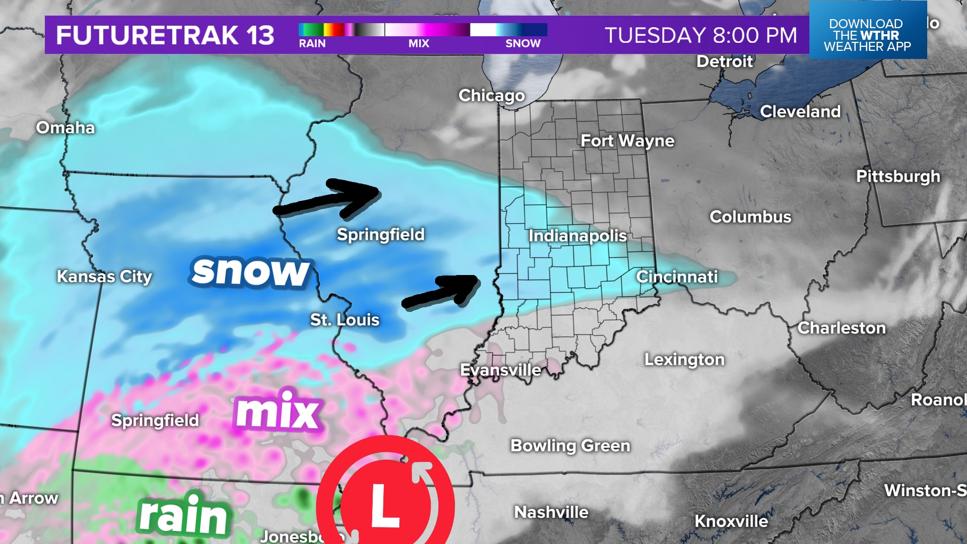 Early look at the timing and snowfall chance Tuesday night for Indiana ...