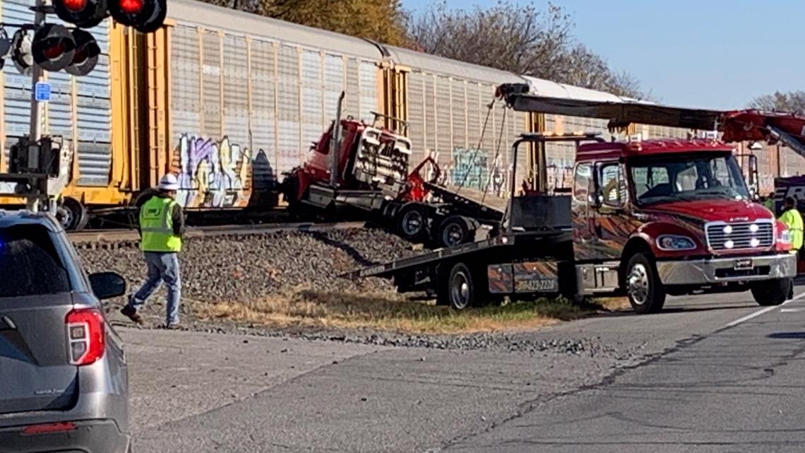 Semi hit by train in Hancock County, driver escapes unharmed | wthr.com