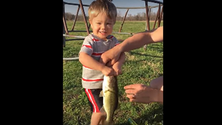 WATCH: Little boy is adorably elated to reel in his first fish | wthr.com