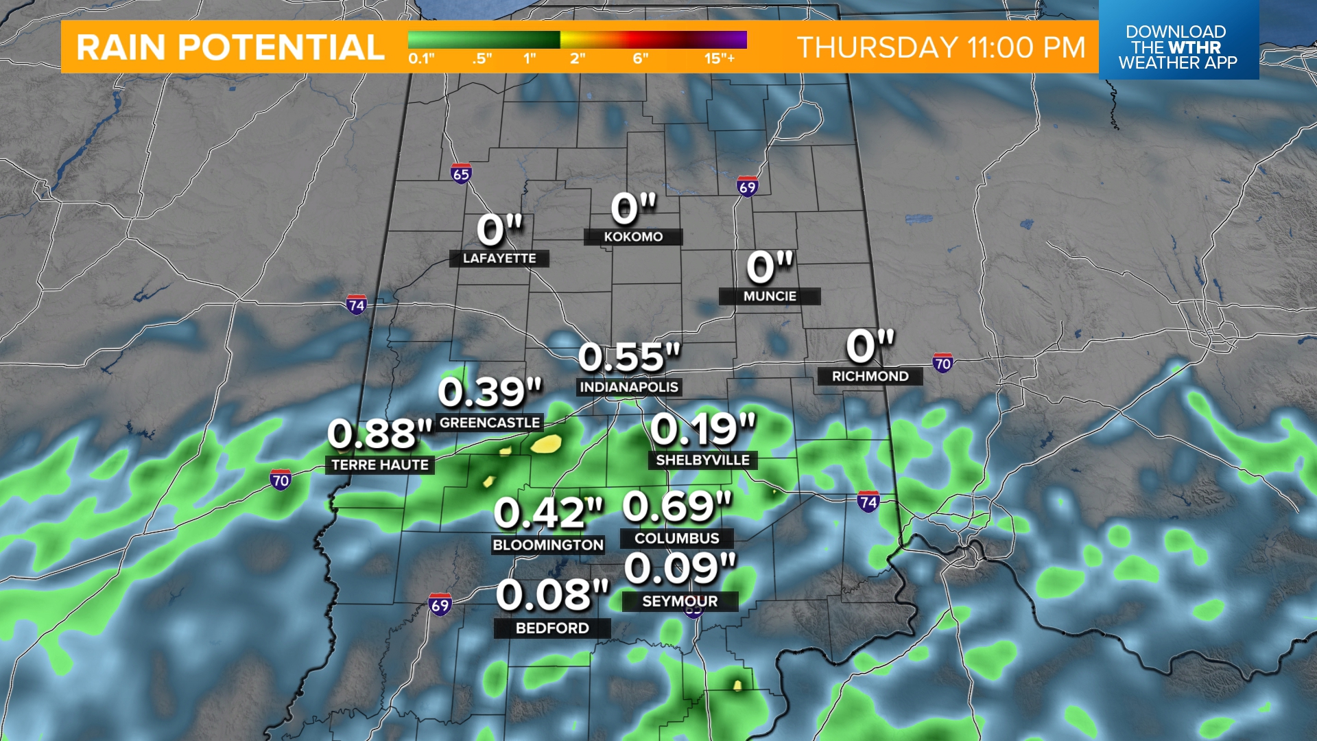 Indiana Rain Zones | Slow-moving downpours and lightning possible ...