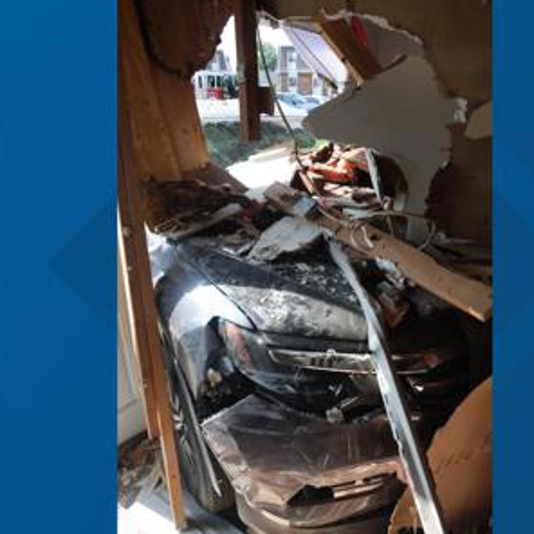 Teenager injured, 2 adults and dog displaced after car crashes into ...