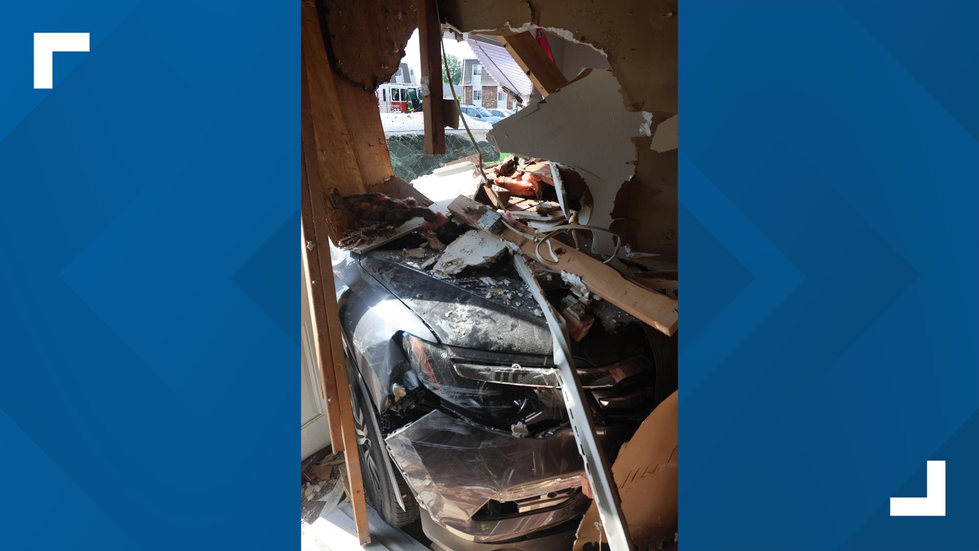 Teenager injured, 2 adults and dog displaced after car crashes into ...