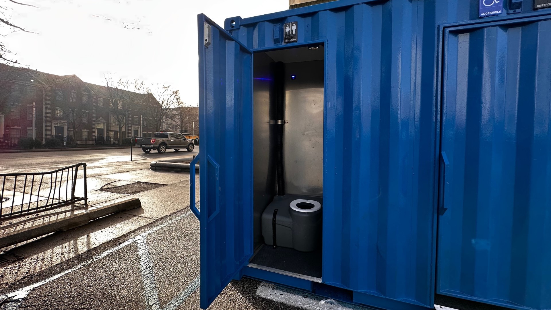 Small public restroom for unsheltered residents opens downtown | wthr.com