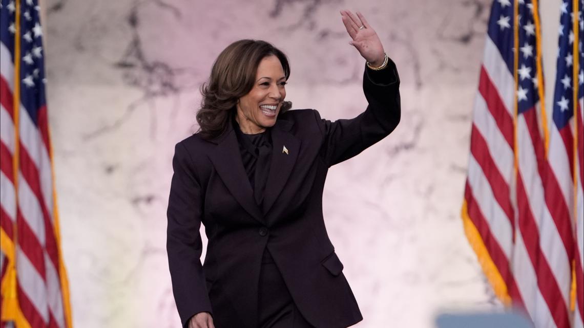 Vice President Kamala Harris gives first public speech since conceding ...
