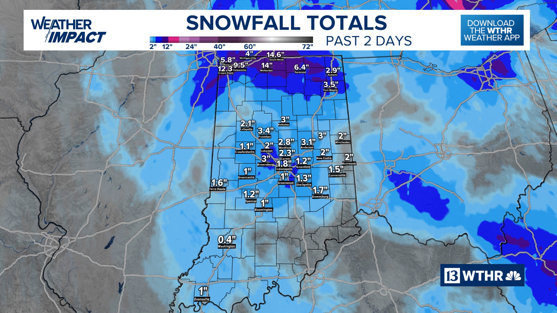 See the map: How much snow did we pick up across Indiana (Nov. 9-10 ...