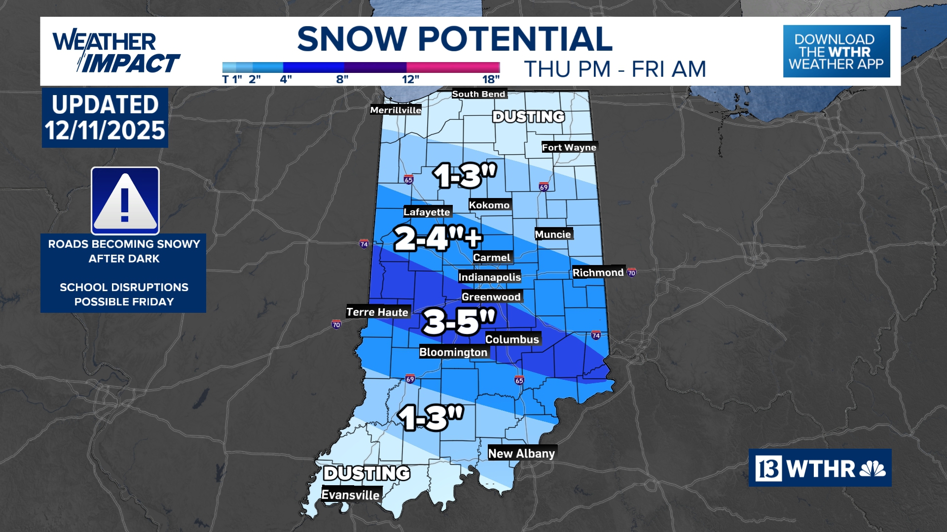 Widespread snow to blanket central Indiana with 2–5 inches tonight ...