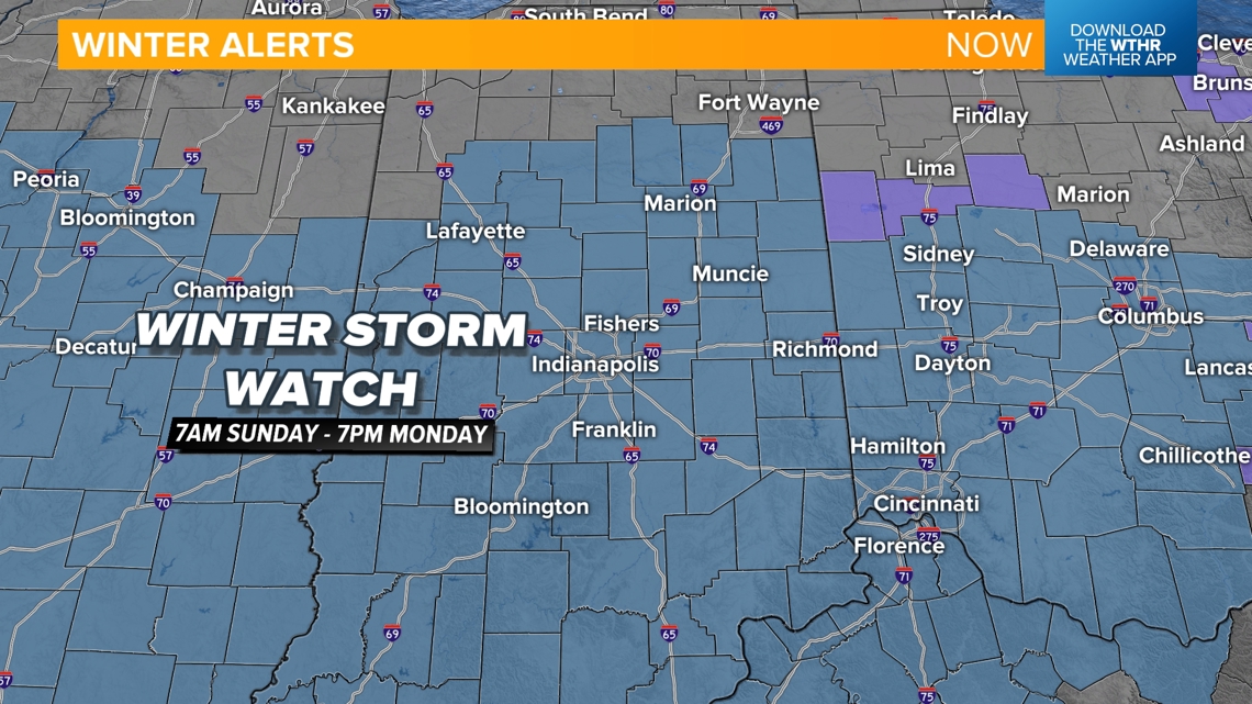 Several inches of snow and some ice on the way to Indiana for Sunday ...