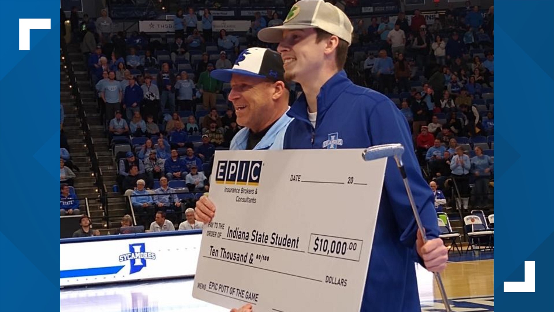 ISU senior wins $10K after 94-foot putt across basketball court | wthr.com