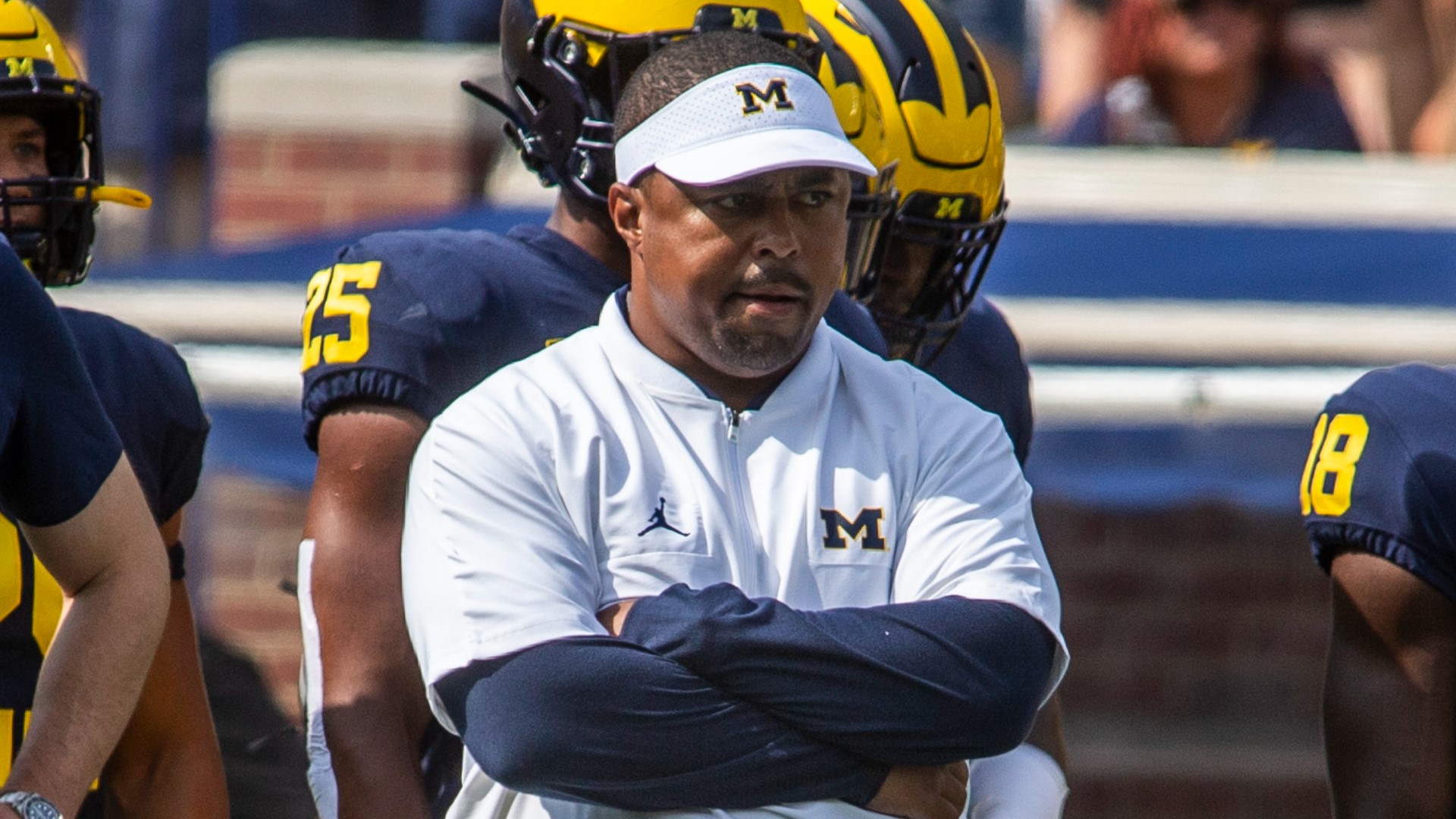 Michigan Assistant Coach Mike Hart Carted Off Field On Backboard During