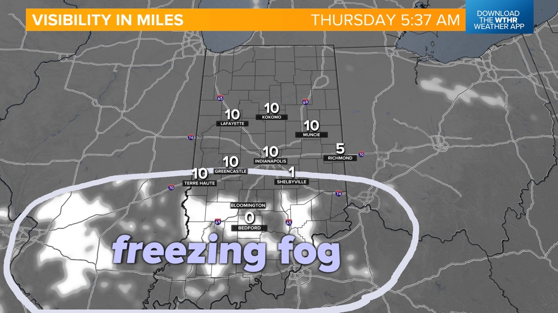 Patchy freezing fog developing over central & southern Indiana Thursday ...