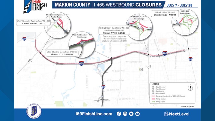 Closure of westbound lanes of I-465 on Indy's southwest side | wthr.com
