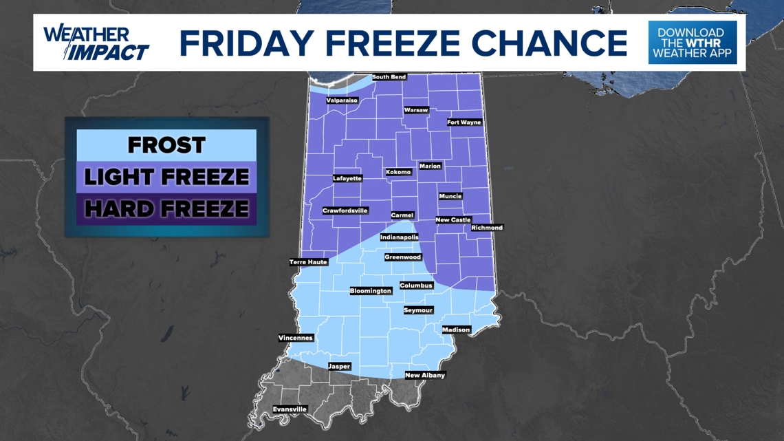 Frost and a light freeze is likely across Indiana by Friday morning ...