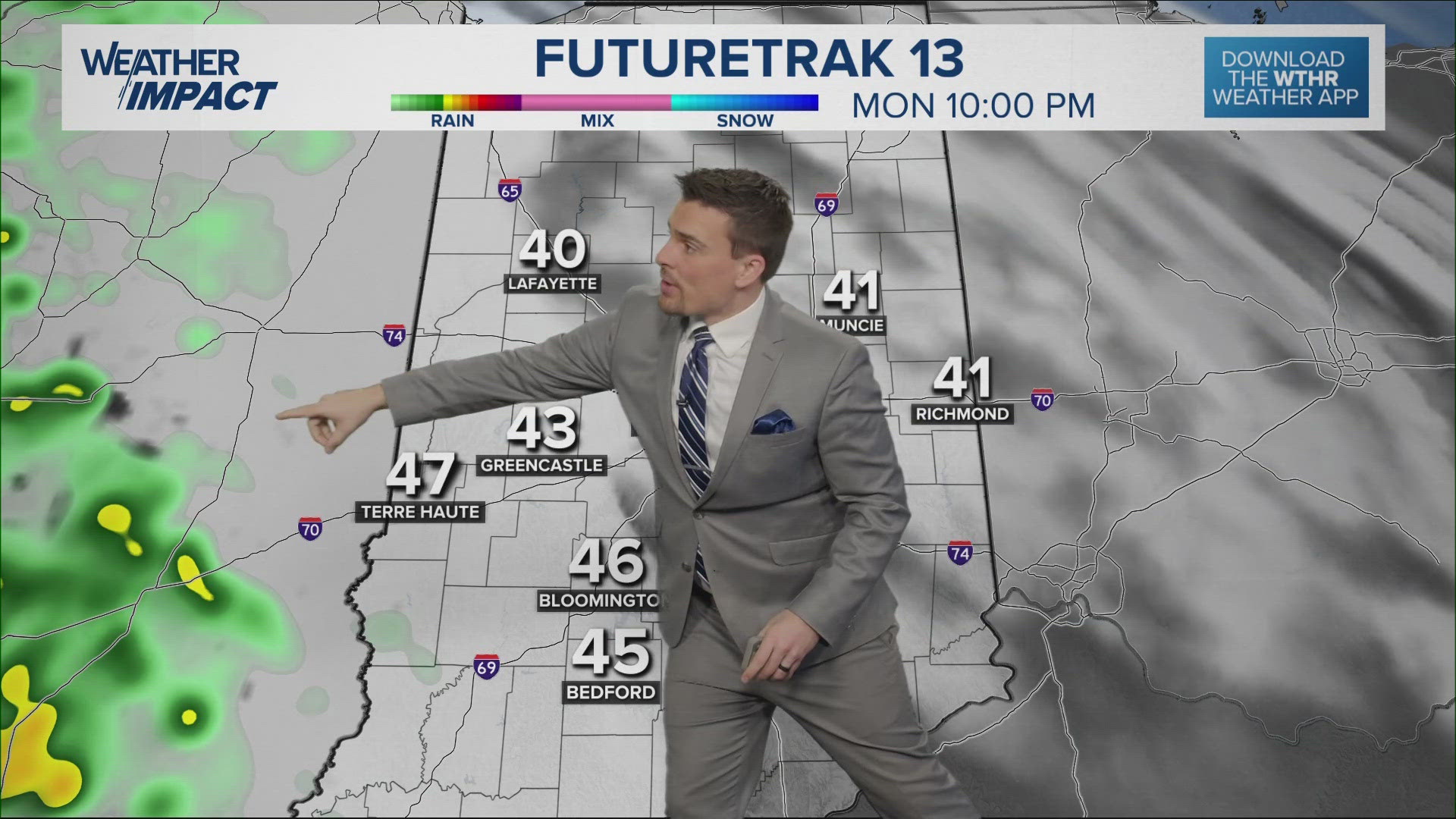 Sunny Monday, but a cold rain will gradually move into Indiana tonight ...