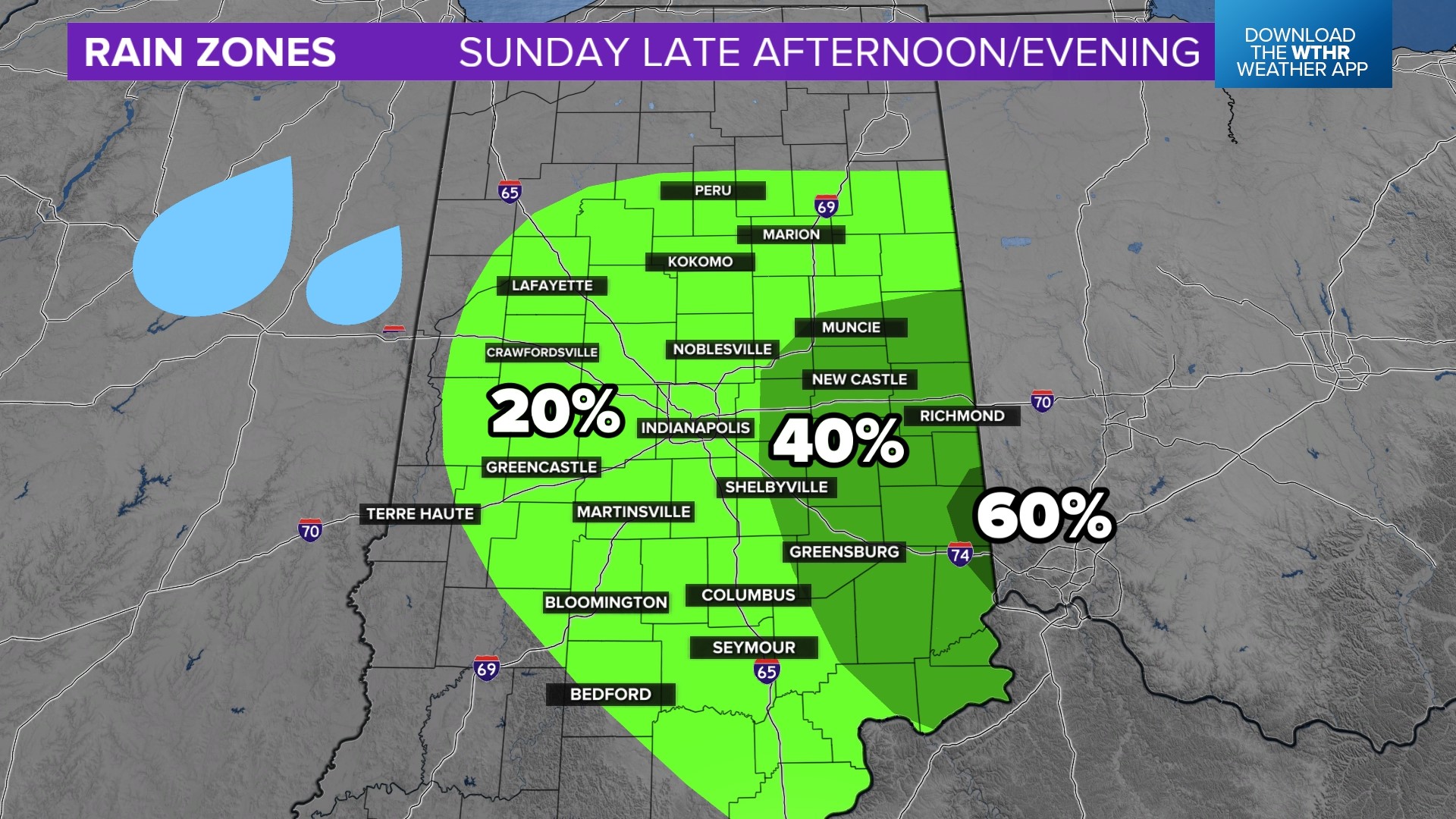Where in Indiana may a quick downpour pop-up Sunday evening? | wthr.com