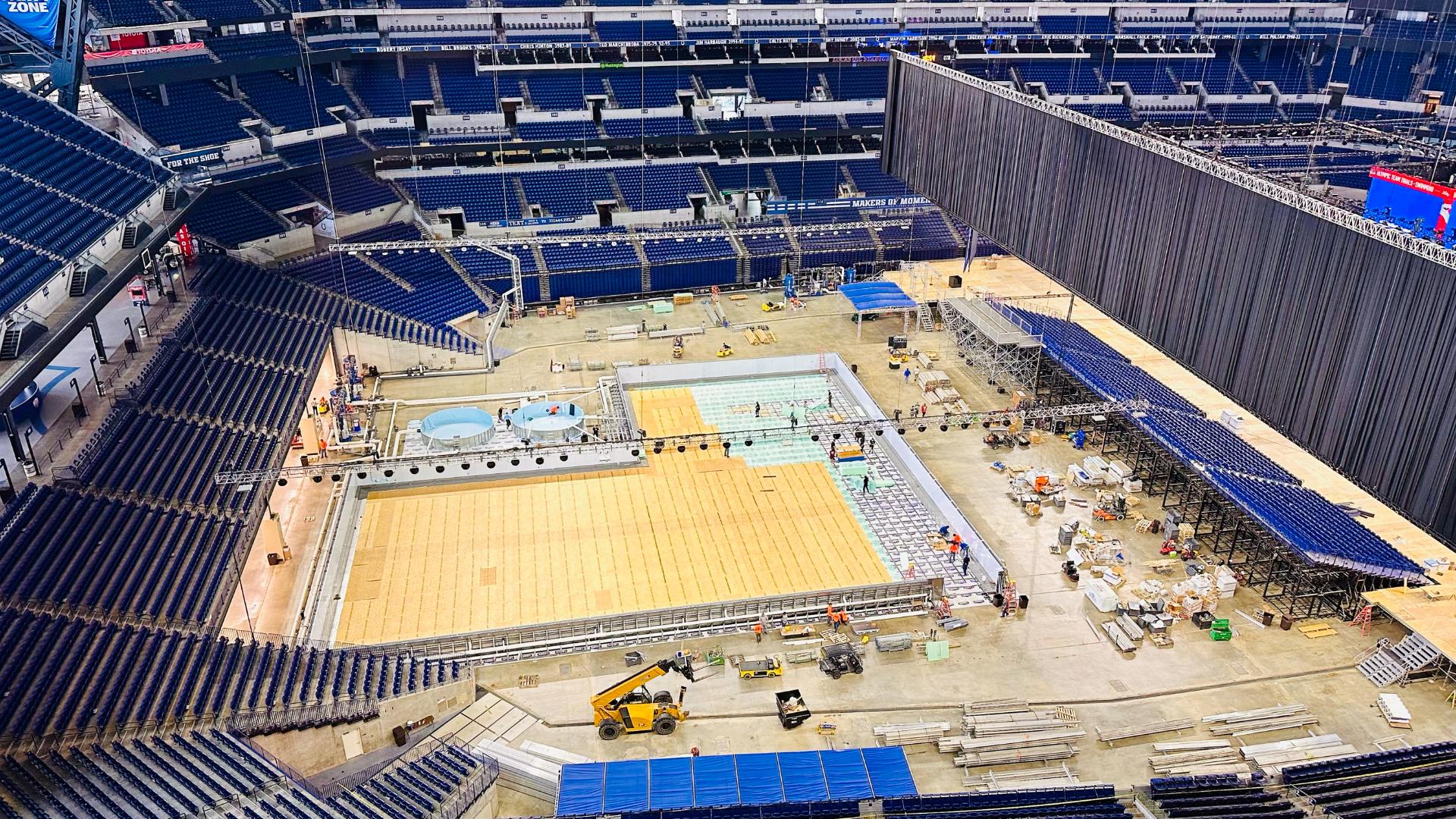 Olympic pools under construction at Lucas Oil Stadium | wthr.com