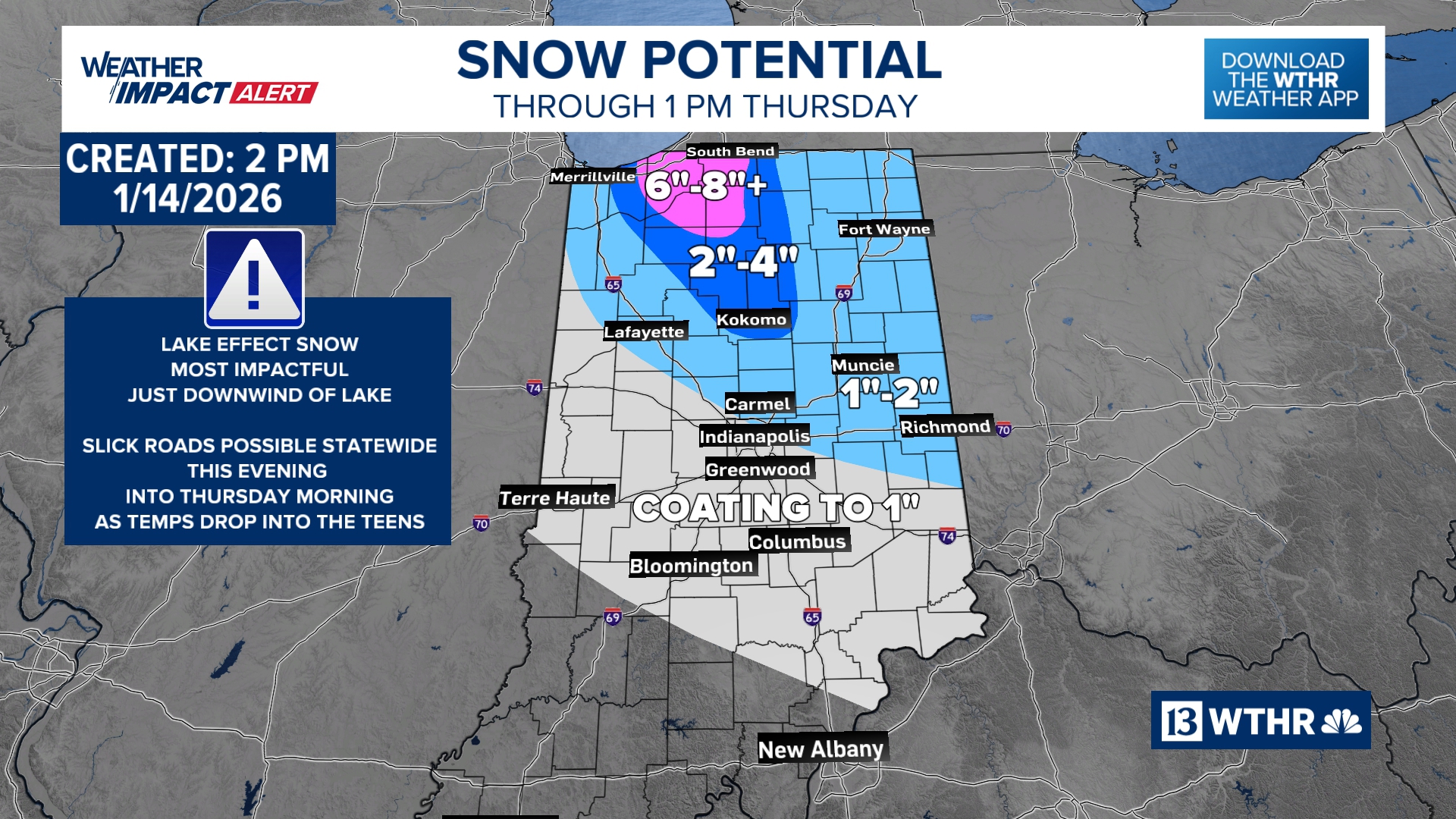 Falling temperatures and areas of lake-effect snow create some slick ...