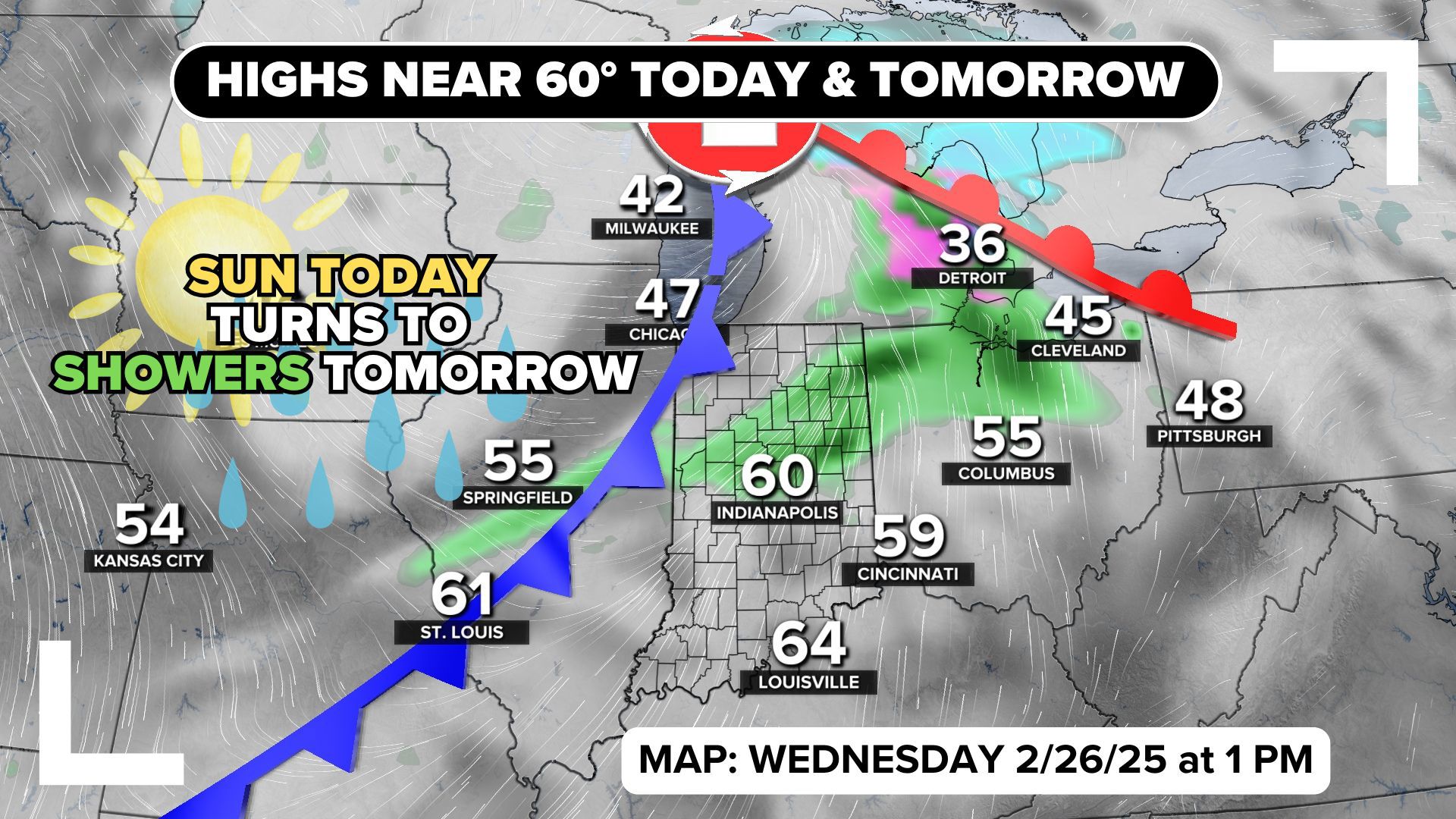 Near 60 degrees with sun today, showers tomorrow | wthr.com