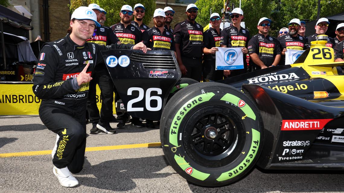 Colton Herta wins pole for IndyCar race in Toronto | wthr.com
