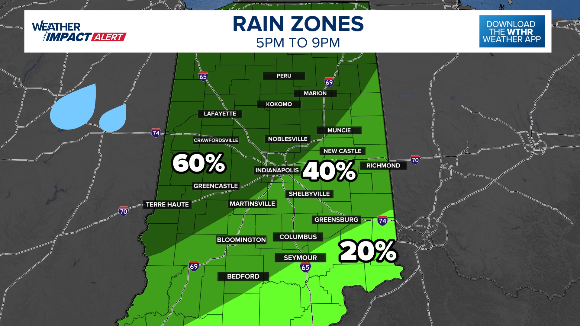 Rain zones Friday | Scattered downpour chances across Indiana | wthr.com
