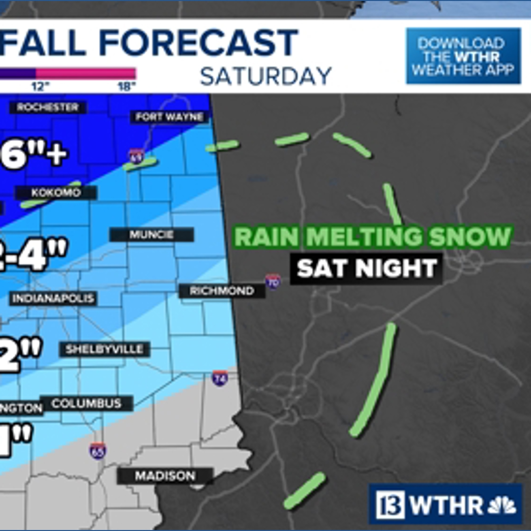 Tracking heavy, slushy snow changing to rain across Indiana Saturday PM ...