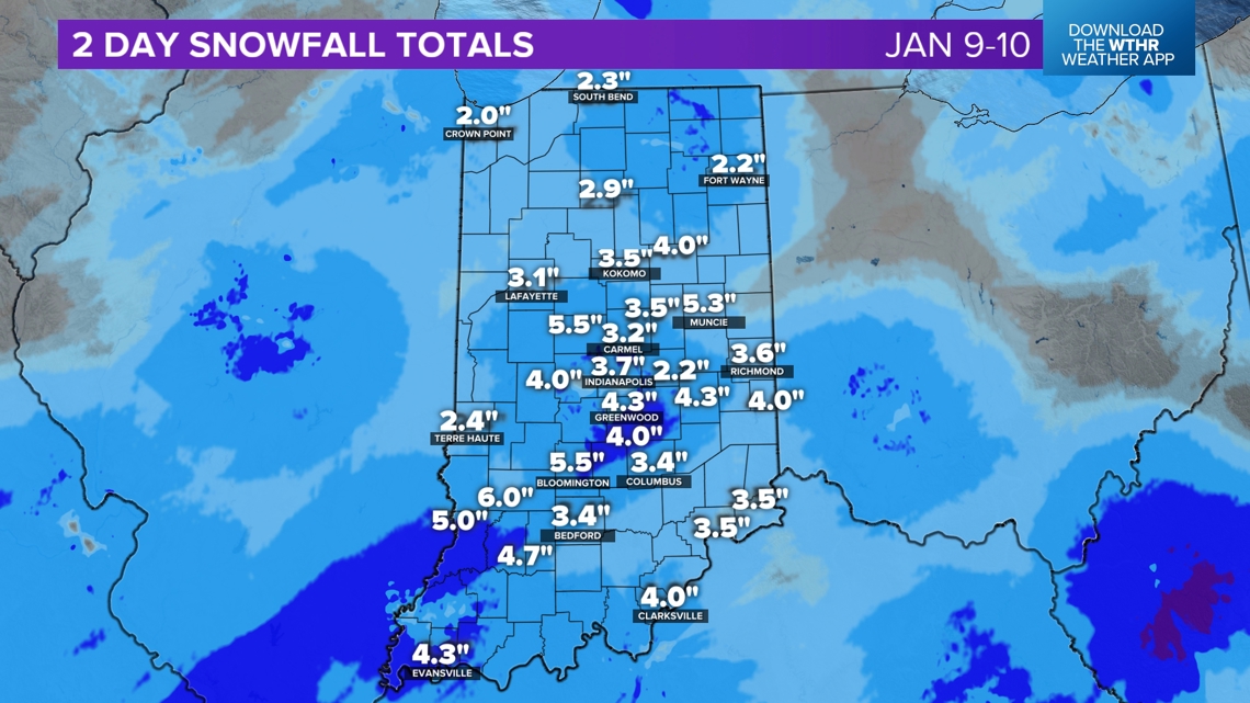 Snowfall reports from across Indiana (January 10th) | wthr.com