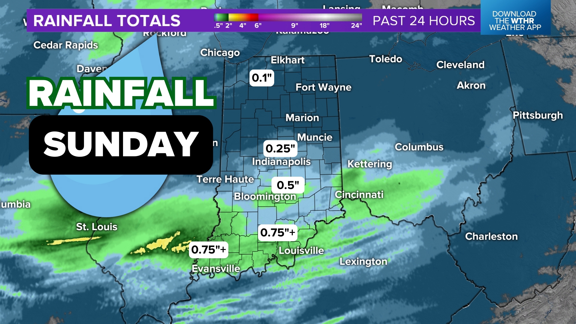Sunday rainfall totals from across Indiana (March 23, 2025) | wthr.com