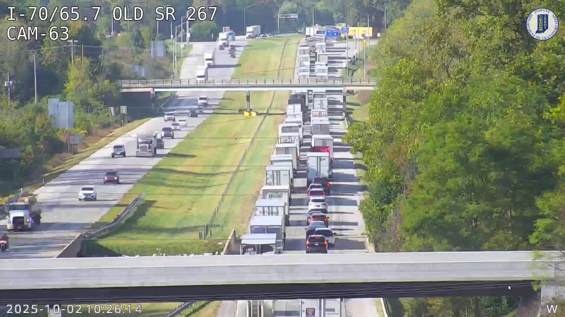 INDOT worker hospitalized after truck struck by another vehicle on I-70 ...