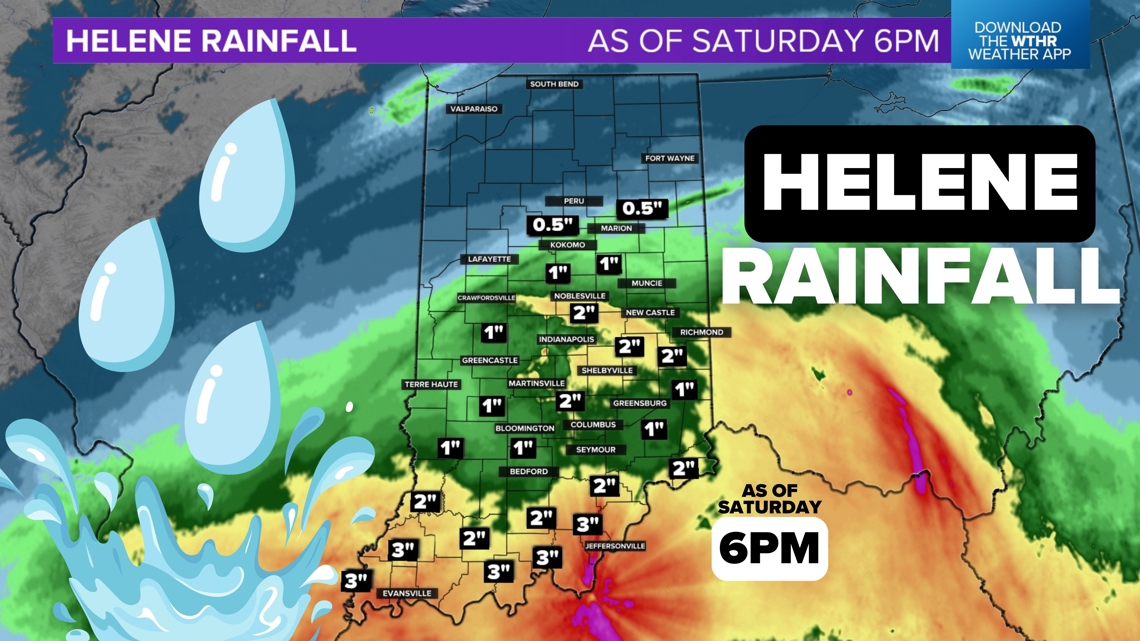 Rainfall totals across Indiana from Hurricane Helene (as of Sat) | wthr.com